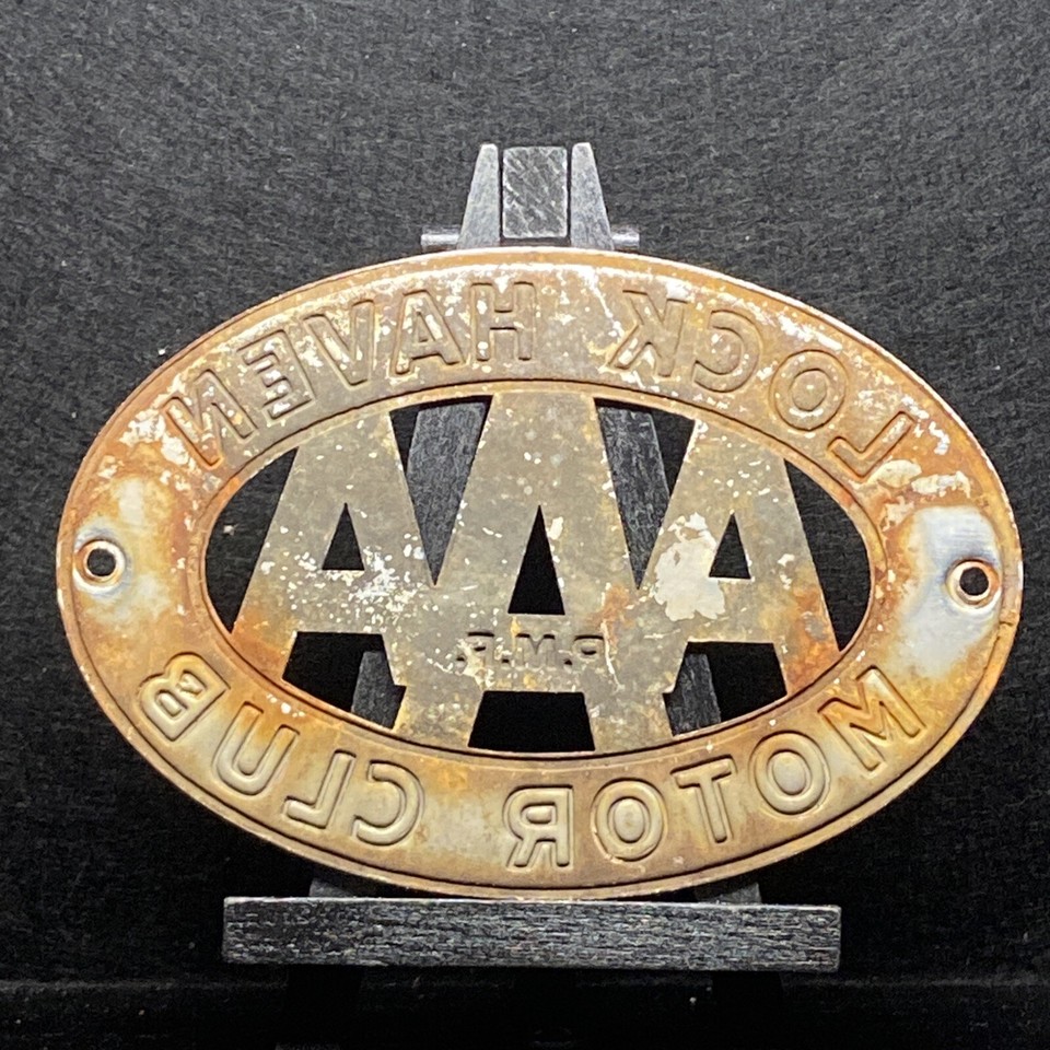 Vintage AAA LOCK HAVEN MOTOR CLUB PMF License Plate Topper RARE!!! | eBay