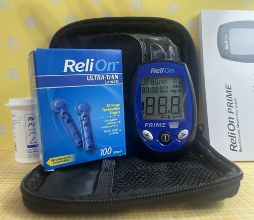 ReliOn PRIME Blood Glucose Blue Meter/ ReliOn CASE/more Excellent Clean ...
