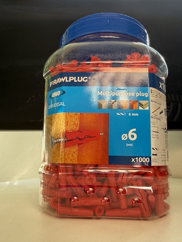 Rawlplug UNO Wall Plugs 6mm red fixing rawl plugs screws concrete ...