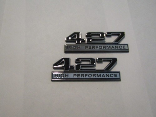 427 HIGH PERFORMANCE EMBLEMS 2PCS FITS CHEVROLET FORD MERCURY BLACK W ...
