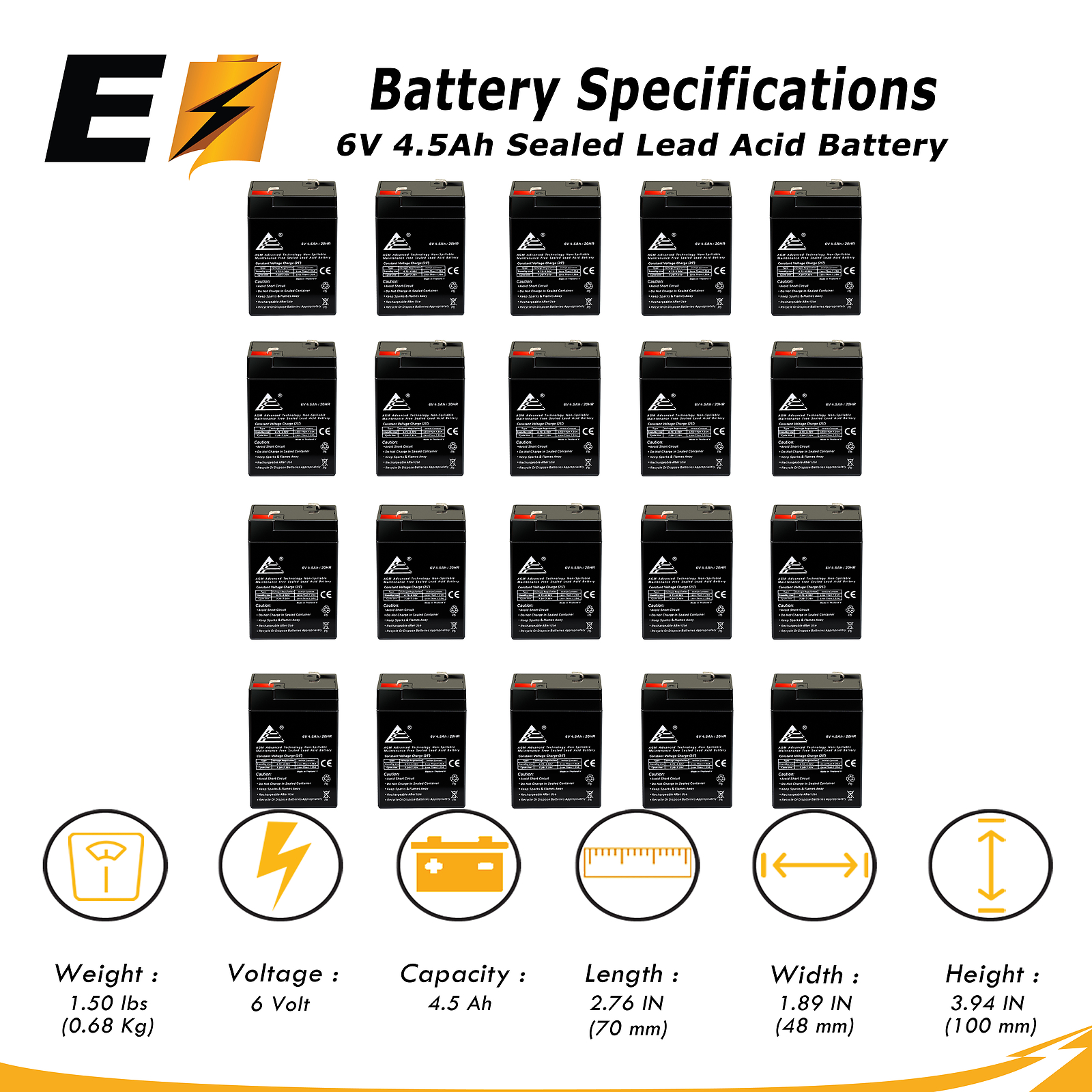 ExpertBattery 6V 4.5Ah Rechargeable Battery Replaces YT-645, PS-640 ...