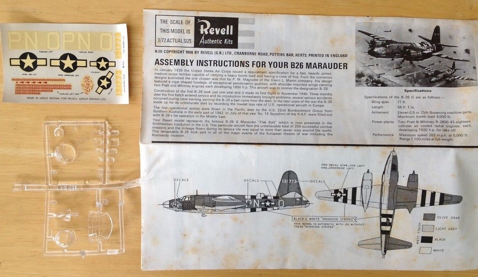 Revell 1:72 Martin B-26 Marauder Kit No. H-111, Opened Box, Complete | eBay