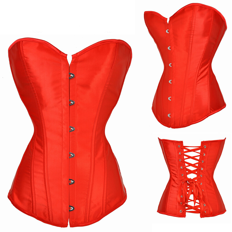 Women Sexy Burlesque Basques Boned Corset Top Lace-Up Costume Fancy ...