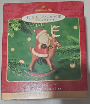 HALLMARK KEEPSAKE 2001 ROCKING REINDEER CHRISTMAS ORNAMENTS NEW IN BOX ...