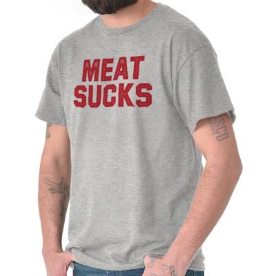 Vegan Vegetarian Activist Meat Sucks Protest Womens or Mens Crewneck T ...