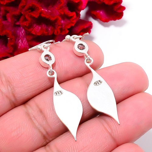 White Topaz Oxidised Designer Handmade 925 Sterling Silver Earring 2.22 ...
