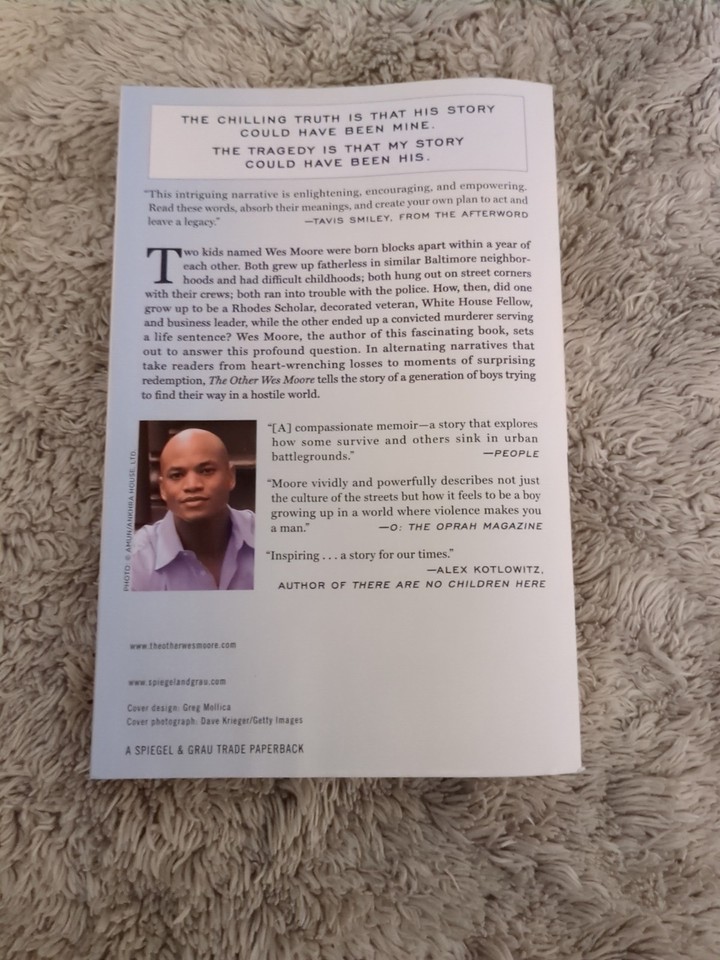 The Other Wes Moore: One Name, Two Fates - Paperback By Moore, Wes ...