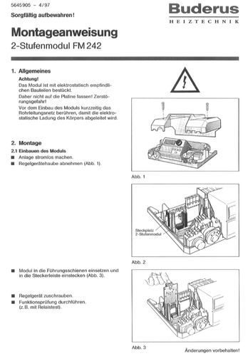 Buderus 2-Stufen-Modul FM242 R2107 oder HS2105 Stecker Logamatic ...