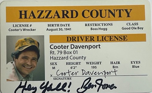 BEN JONES Signed Autograph Drivers License Dukes of Hazzard 254 JSA | eBay