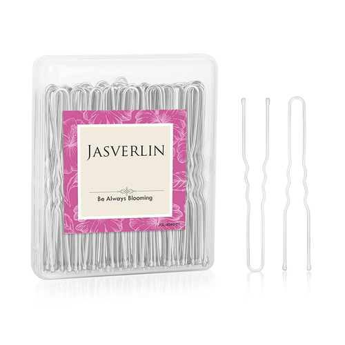 JASVERLIN U Shaped Hair Pin Silver Bun Pins for Women Long Large Bobby ...
