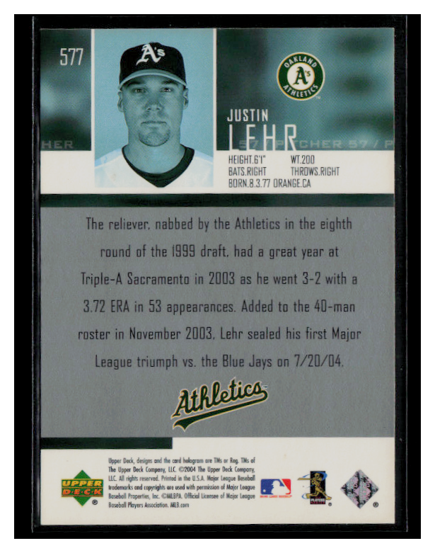 2005 Upper Deck #577 Justin Lehr | eBay