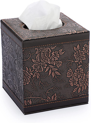 Square Leather Tissue Box Cover - Stylish Cube Tissue Box Holder with ...