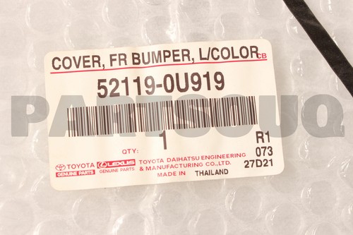 521190U919 Genuine Toyota COVER, FRONT BUMPER 52119-0U919 | eBay