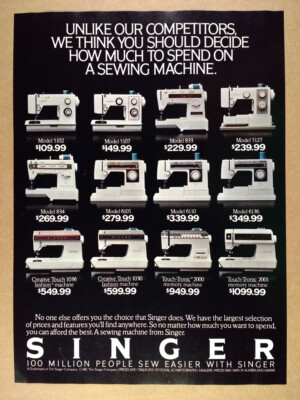 1981 Singer Sewing Machines 12 Models with Prices photo vintage print ...