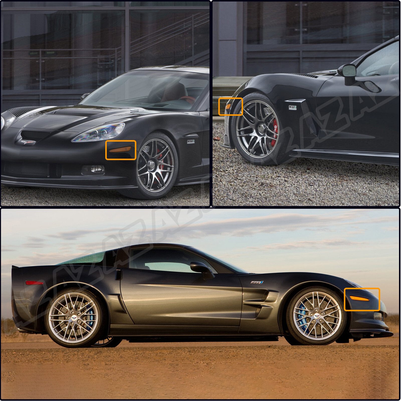 For 2005-2013 Chevrolet Corvette C6 Amber LED Front Side Marker Light ...