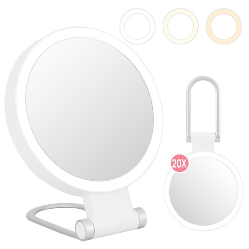 Table Desk Lighted Mini Makeup Mirror Touch Control Dimmable LED Vanity ...