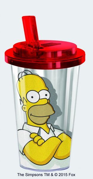 Homer Simpsons 16 Oz Flip Top Acrylic Cup Drinking Cup Beverage ...