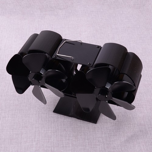6Blades Wood Double Stove Fan Heat Powered Eco Fireplace Burner Fuel ...