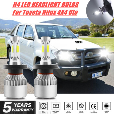 For Toyota Hilux 4X4 Ute H4 LED Headlight Bulbs Upgrade Kit High Low ...