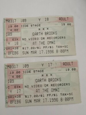 Garth Brooks Concert Ticket Stubs Atlanta 1996 The Omni | eBay
