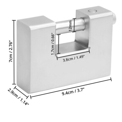 94MM HEAVY DUTY STEEL SHUTTER PADLOCK + 3 SECURITY KEYS SHOP CONTAINER ...