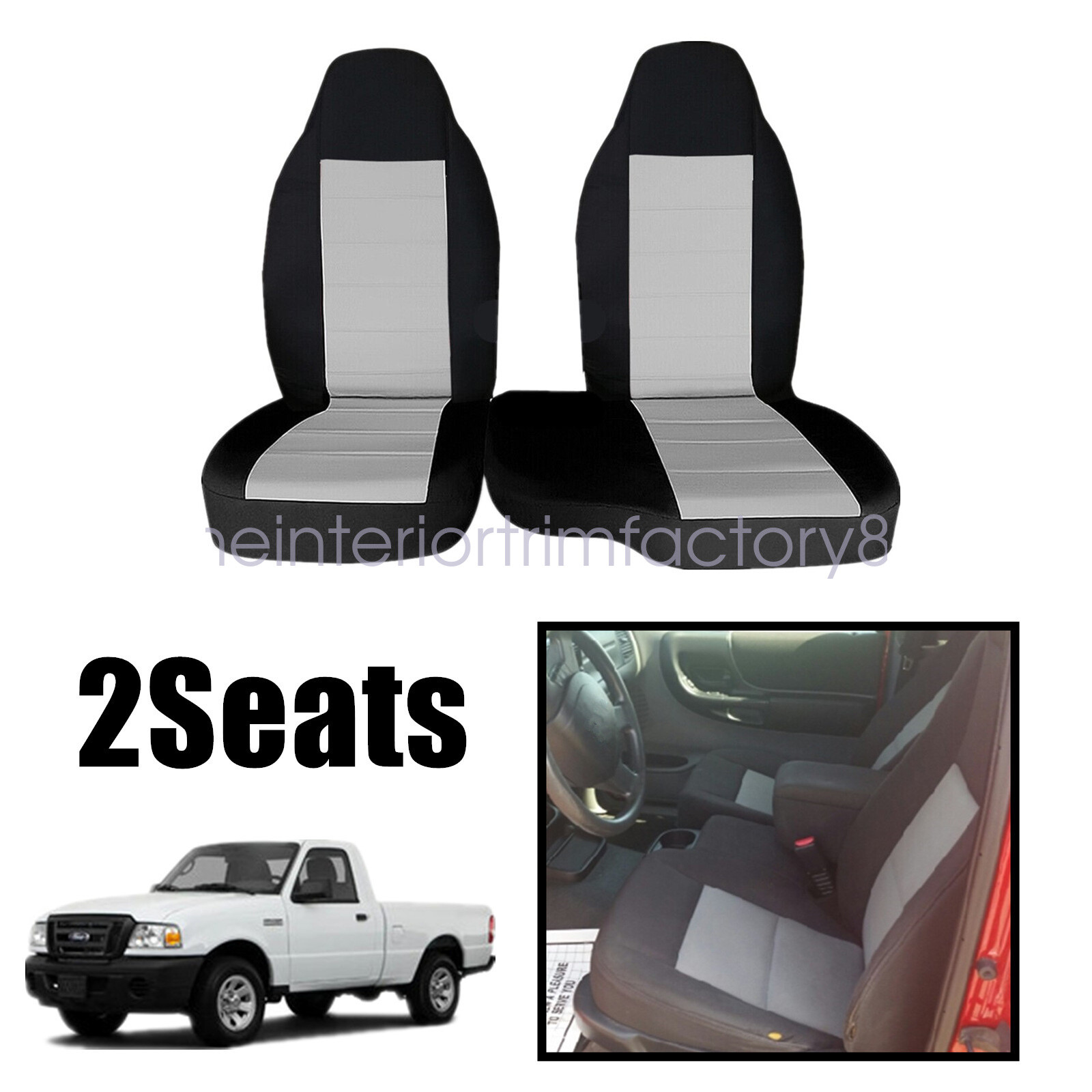 For 2004-2012 FORD RANGER 60/40 HIBACK CAR SEAT COVERS Light-Gray ...