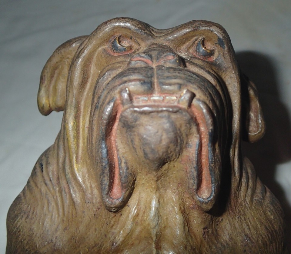 ANTIQUE BRADLEY & HUBBARD SITTING BULLDOG CAST IRON DOG DOORSTOP w ...