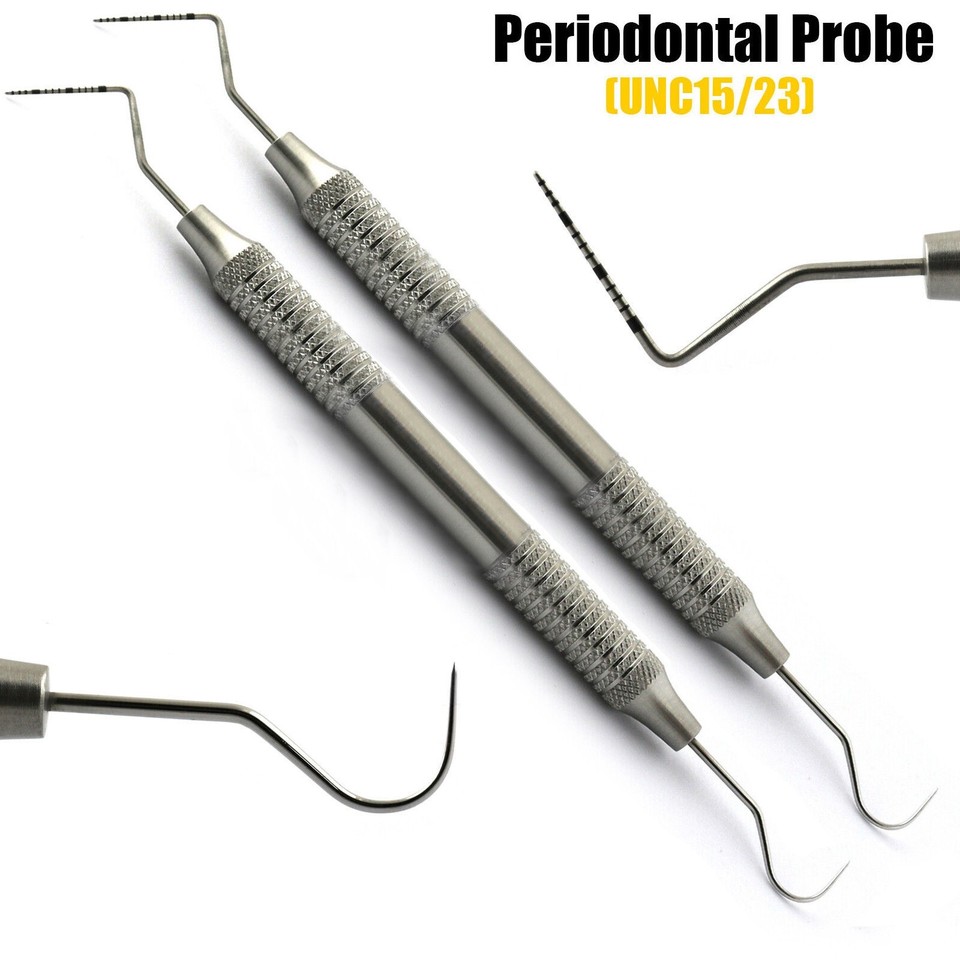2 Pcs Dental Periodontal Explorer Probe UNC15/23 Color Coded Hollow ...