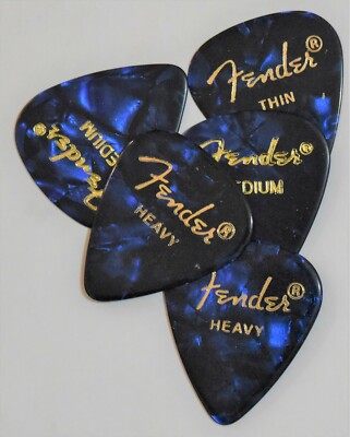 5 x Fender Guitar Picks Blue 351 Thin, Medium, Heavy | eBay Australia