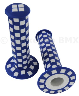 Checkerboard BMX bicycle grips - 125mm - BLUE and WHITE | eBay