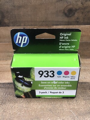 Original HP 933 Ink 3-Pack Cyan Magenta Yellow Cartridge Brand New- Jan ...