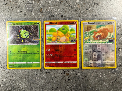 Pokemon TCG (Set of 3) Unpeeled Ditto Pokemon GO Spinarak Numel Bidoof ...