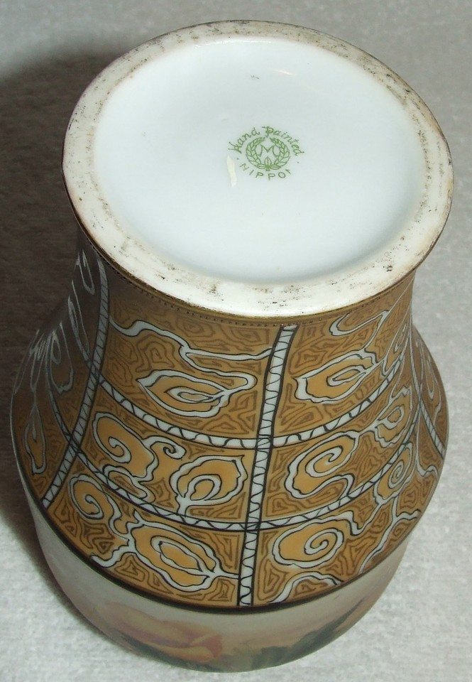 ANTIQUE ODD SHAPED NIPPON MORIAGE HAND PAINTED YELLOW FLOWERS GOLD ...