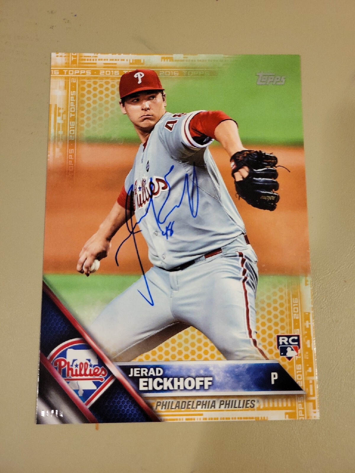 2016 Topps 5x7 Jerad Eichkoff RC Rookie Card Signed IP Auto /10 Gold MLB RY | eBay