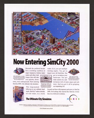 Sim City 2000 PC Game Big Box Promo Ad Wall Art Print Poster - Glossy ...