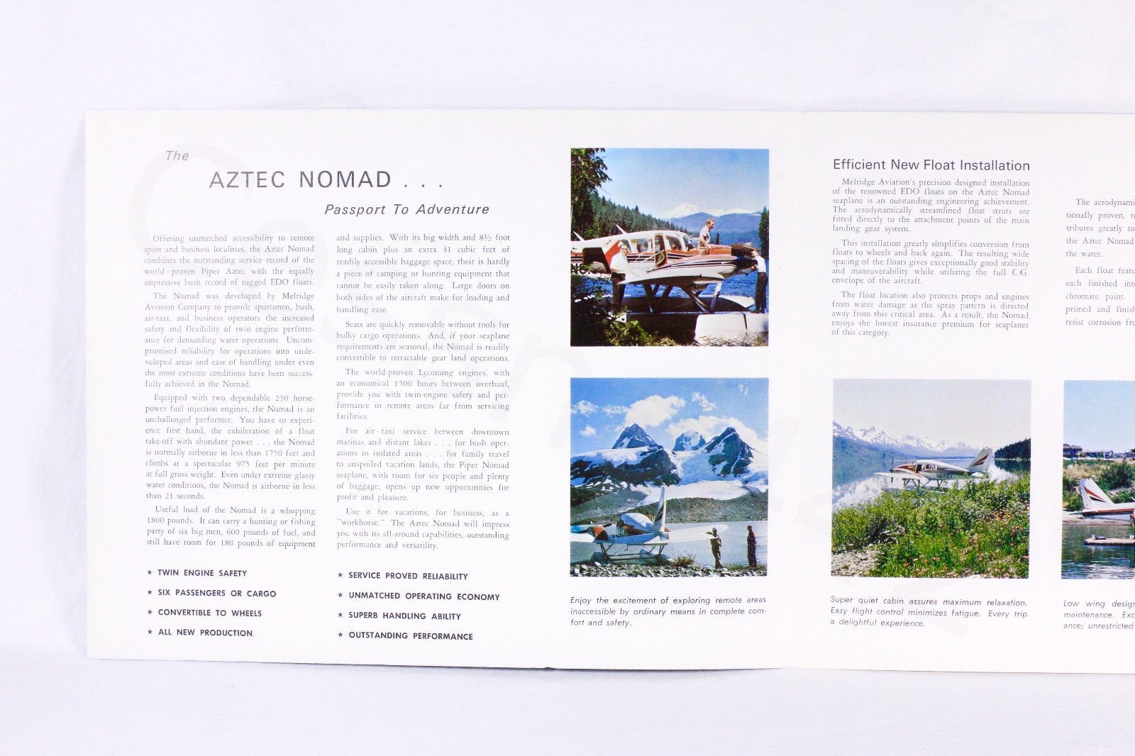 PIPER Vintage AZTEC Nomad Seaplane Brochure EDO Floats Melridge Rare ...