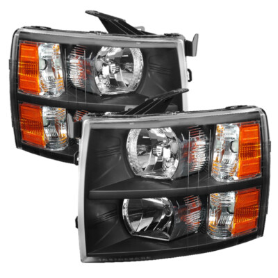 SPYDER Xtune Chevy Silverado 07-13 Crystal Headlights Black HD-JH-CS07 ...