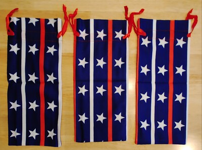 USA Flag Themed Reusable Cloth Drawstring Bags - 12.5" x 5.5" - Set of ...