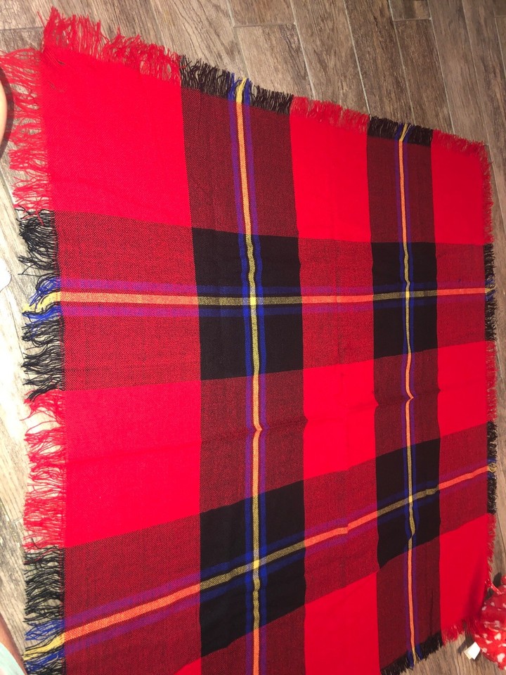 Liz Sinclair Large Red Black Blue Plaid Womens Blanket Scarf Neck Wrap ...
