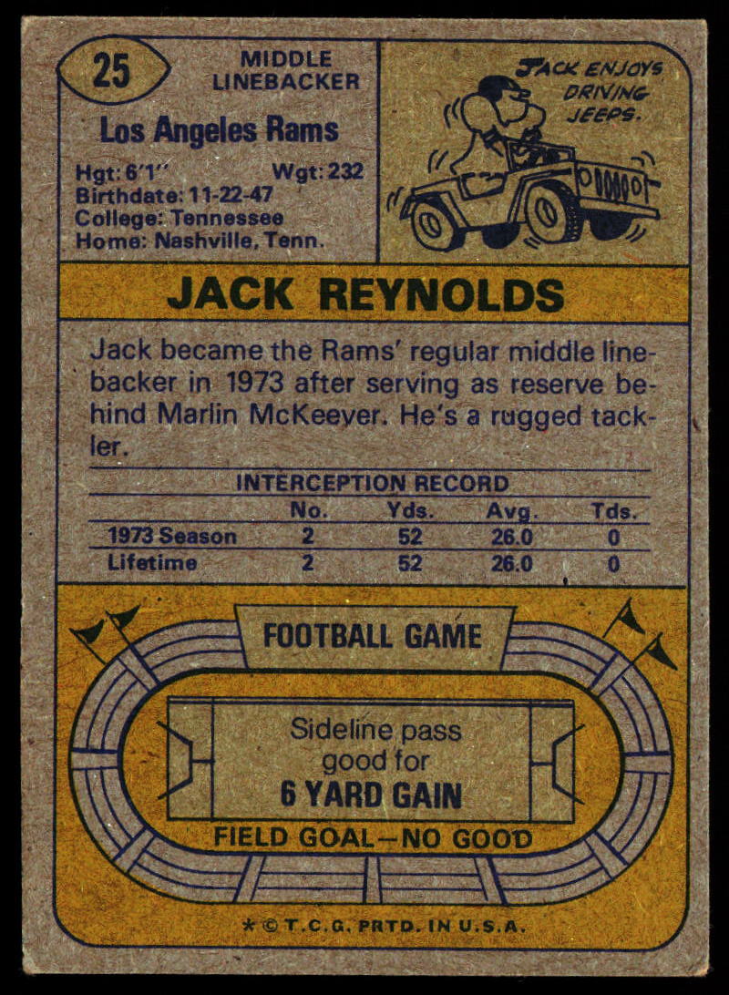 1974 Topps - #25 Jack Reynolds (RC) for sale online | eBay