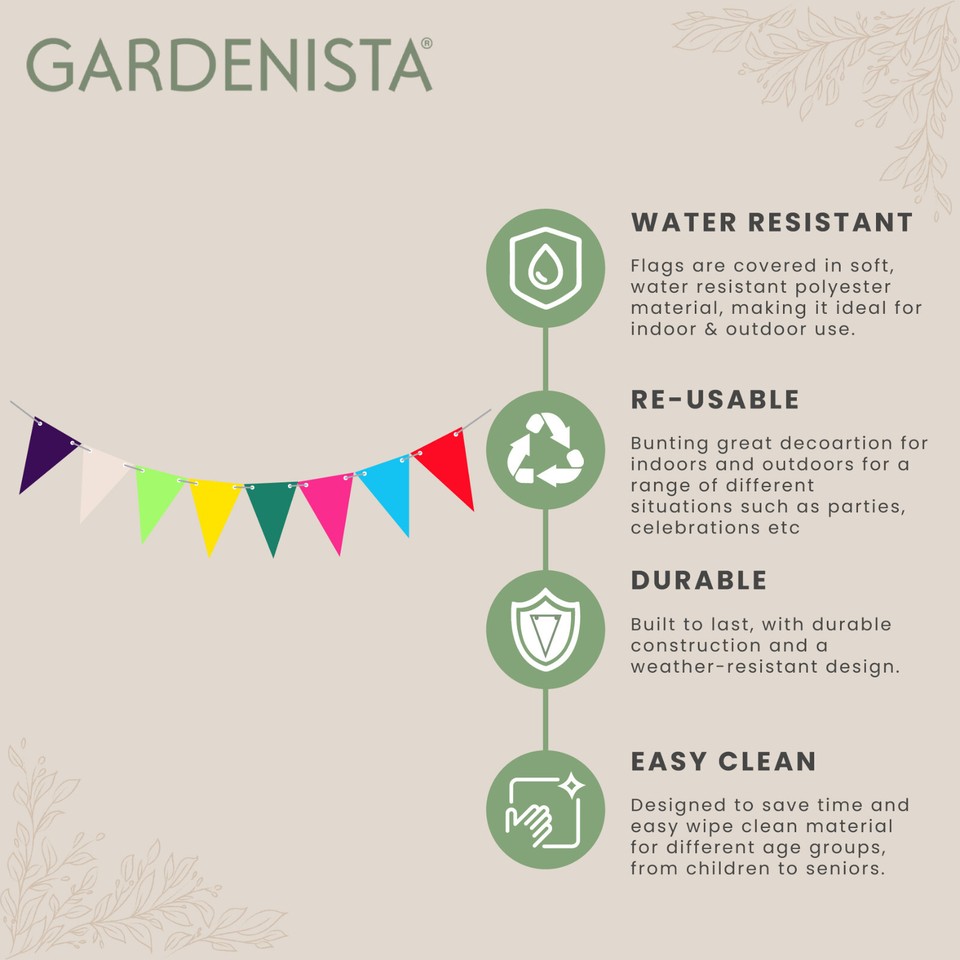 Ready Steady Bed Outdoor Fabric Bunting Flags Banner Party Decoration ...