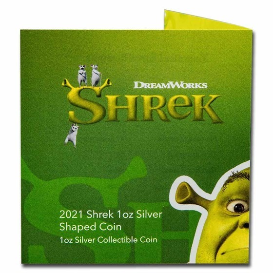 2021 Dreamworks Shrek 1 oz Silver $2 Shrek Shaped Colorized Coin Niue ...
