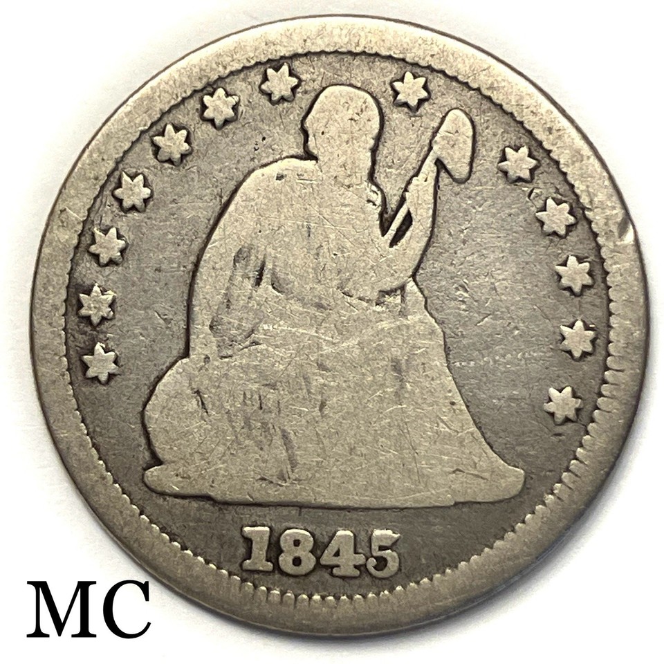 1845 Seated Liberty Quarter. VG Details. Slightest Bend. | eBay