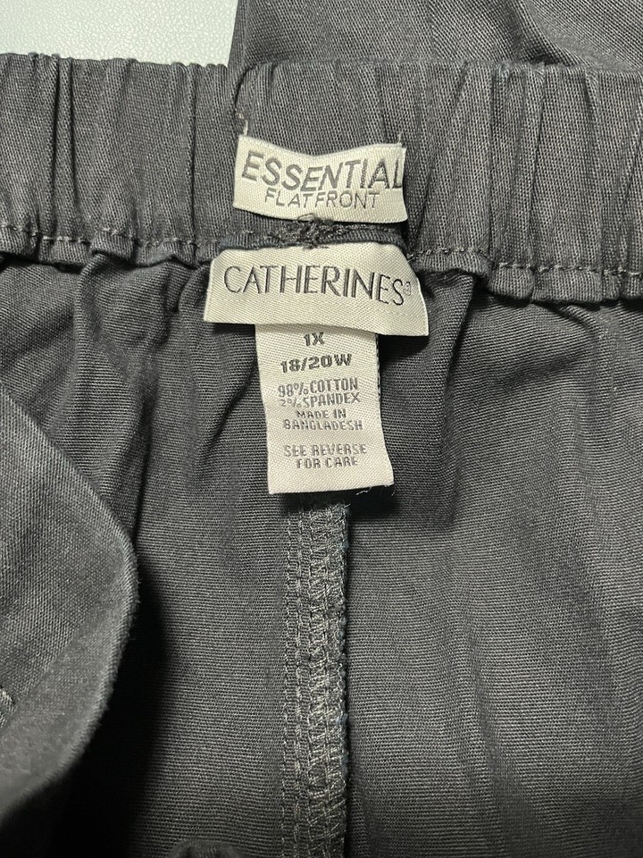 Catherines Plus Essential Flat Front Twill Capri Black Side Inset Pants ...