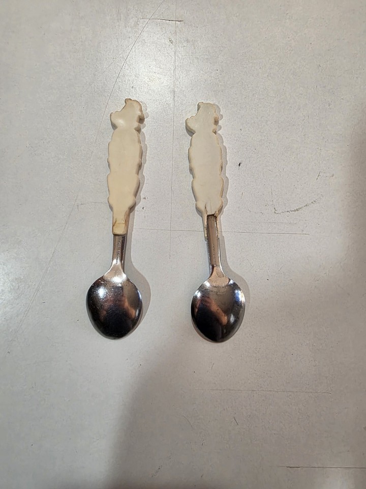 Vintage Popeye The Sailor Man Spoons Set of 2 Stainless Plastic Handles ...