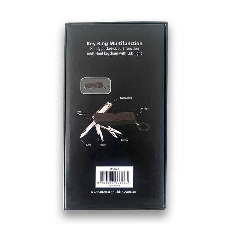 Men's Republic Home DIY Gift Set Black Key Ring Multi Tool With LED Light | eBay