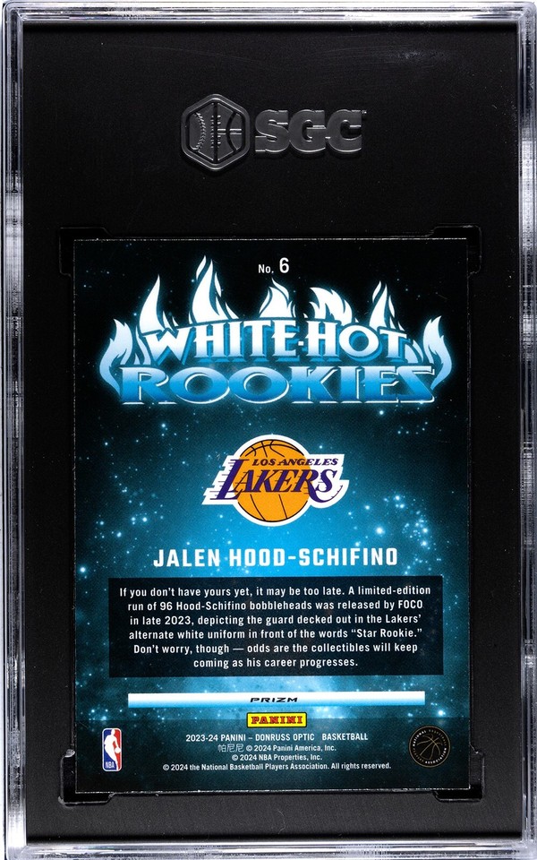 Jalen Hood Schifino 2023 Optic White Hot Rookies Purple Prizm SGC 10 RC ...