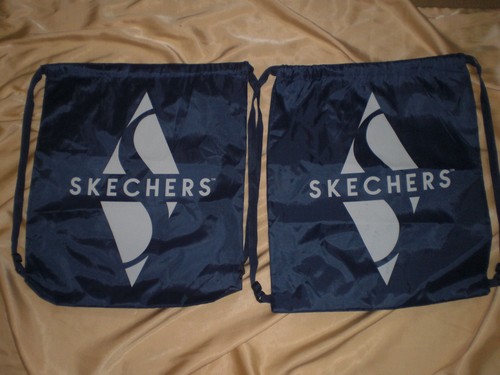 Lot of 2 Skechers Backpack Reusable Drawstring Shopping Bag Blue ...