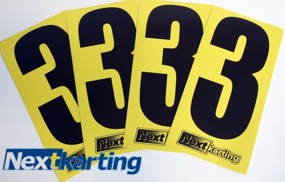 2 x Black numbers on Yellow background -Iame-X30 Rotax Cadet Karting ...