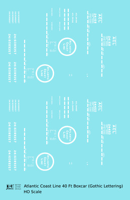 K4 HO Scale Decals Atlantic Coast Line 40 Ft Boxcar ACL Small Gothic in ...
